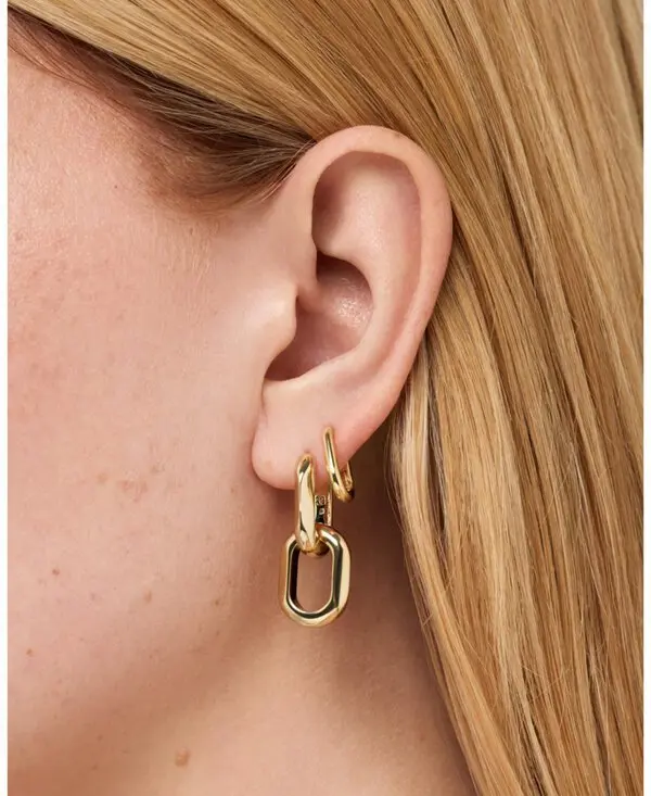 ANA LUISA Eve Link Hoops Plated Statement Earrings