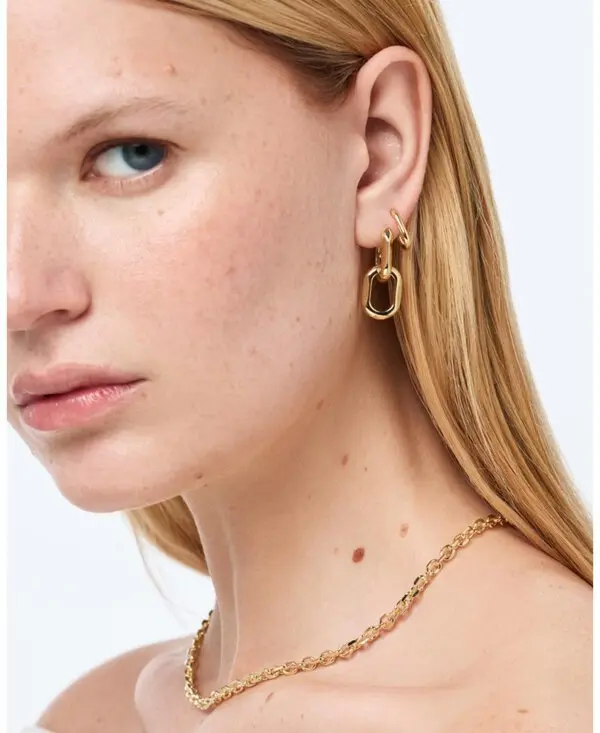 ANA LUISA Eve Link Hoops Plated Statement Earrings