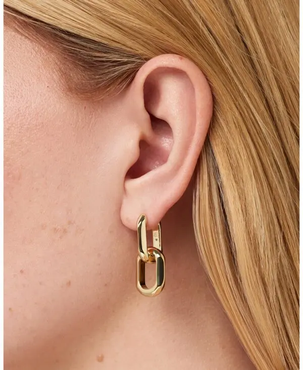 ANA LUISA Eve Link Hoops Plated Statement Earrings