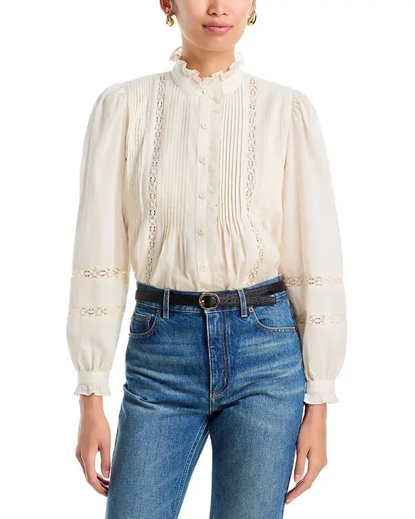 Aqua Bianca Lace Inset Blouse