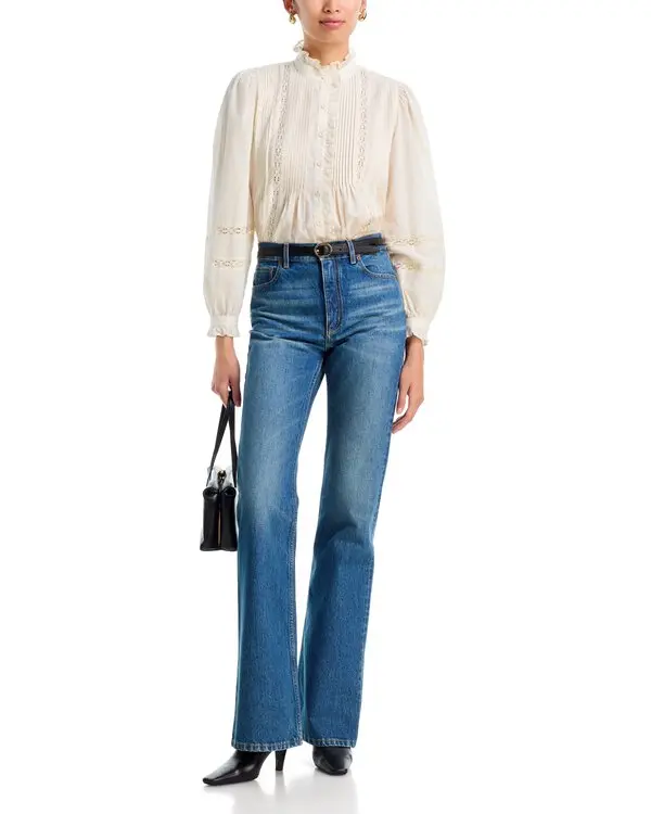 Aqua Bianca Lace Inset Blouse