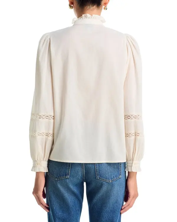 Aqua Bianca Lace Inset Blouse