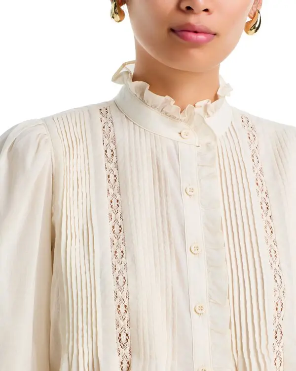 Aqua Bianca Lace Inset Blouse