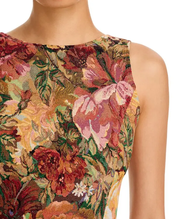 Aqua Floral Brocade Mini Dress