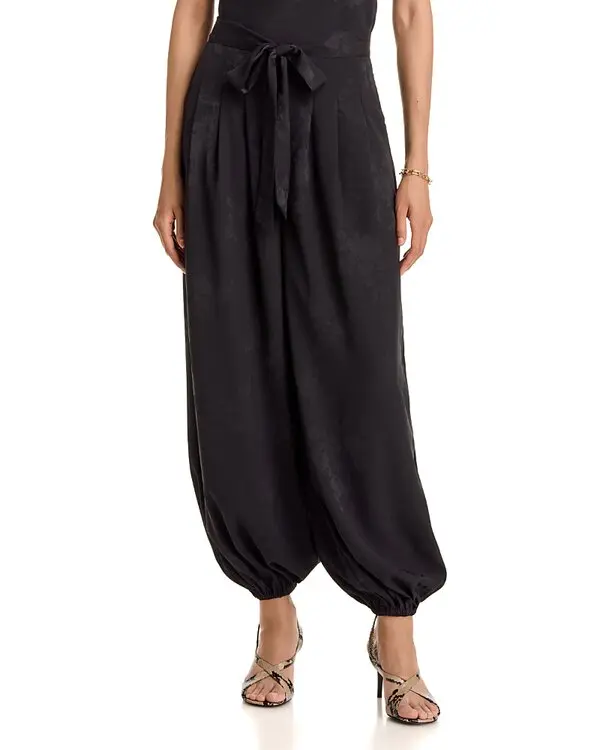 Aqua Floral Jacquard Balloon Pants