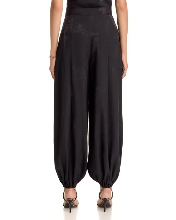 Aqua Floral Jacquard Balloon Pants