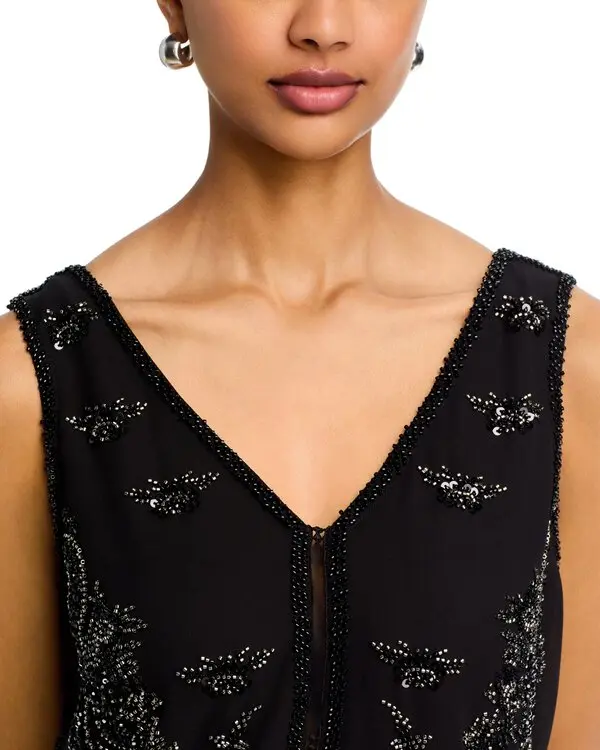 Aqua Embellished V-neck Top