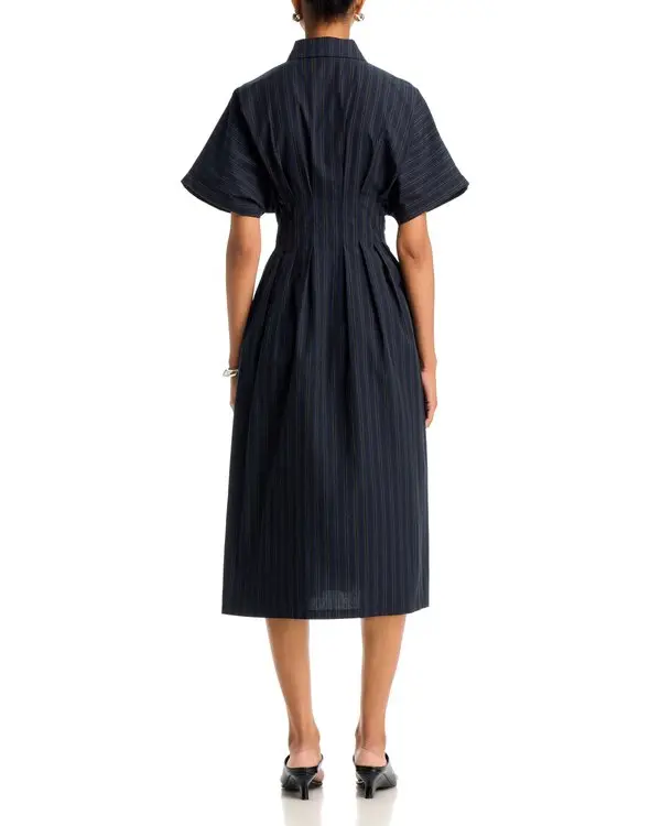 Aqua Stripe Panel Waist Midi Dress