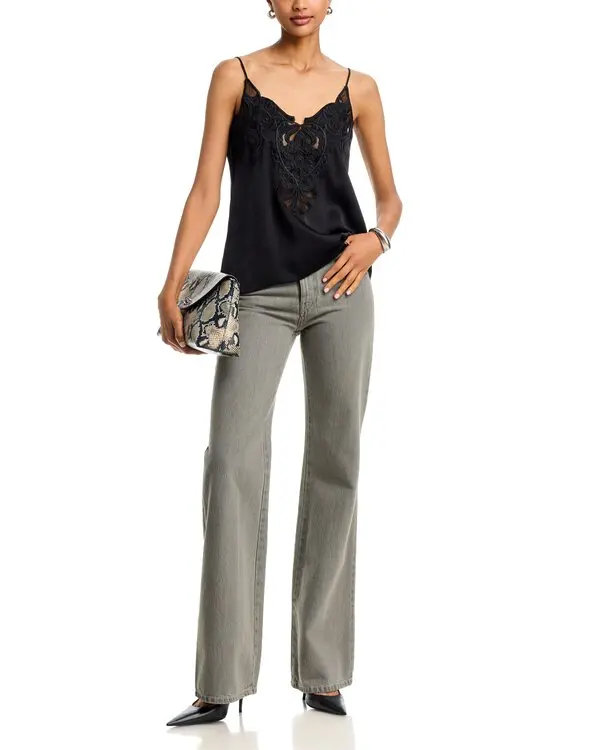 Aqua Lace Satin Inset Camisole - Black