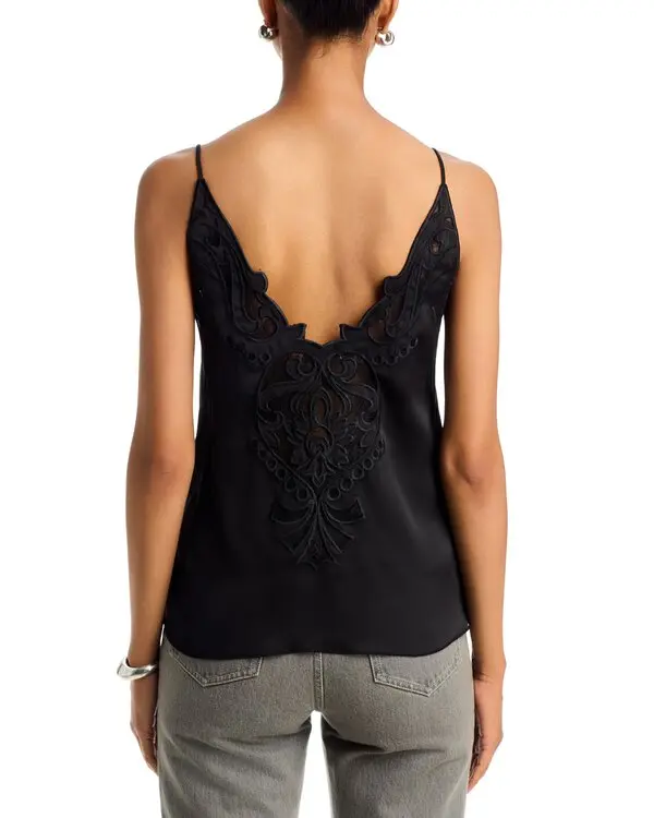 Aqua Lace Satin Inset Camisole - Black