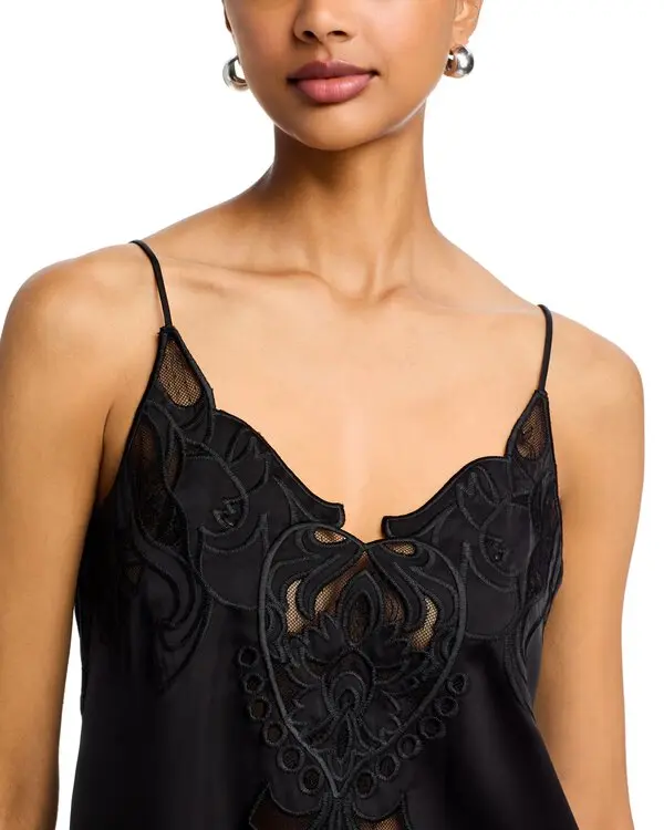 Aqua Lace Satin Inset Camisole - Black