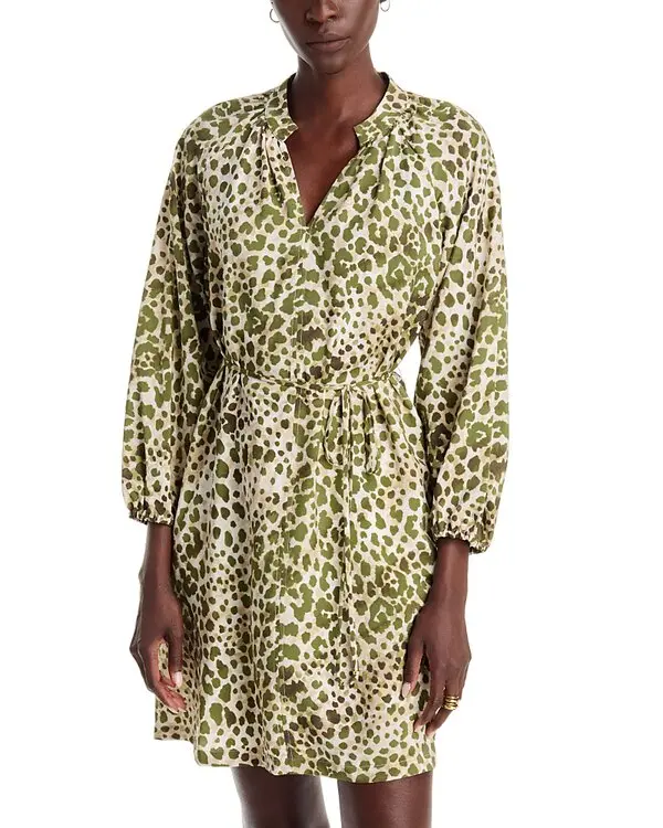 Tommy Bahama Leopard Print 3/4 Sleeve Tie Waist Dress