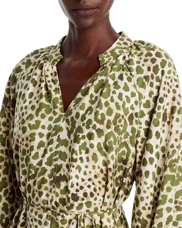 Tommy Bahama Leopard Print 3/4 Sleeve Tie Waist Dress