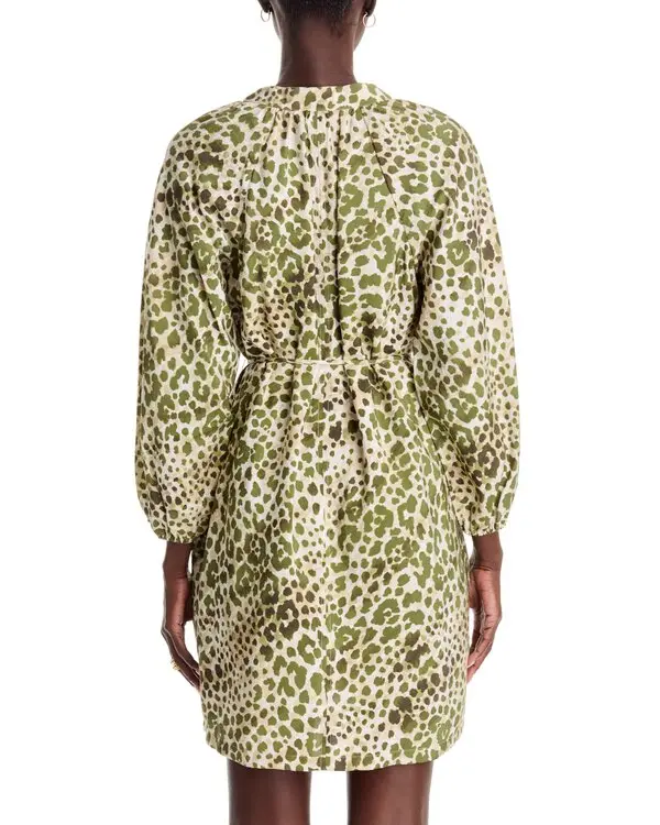 Tommy Bahama Leopard Print 3/4 Sleeve Tie Waist Dress