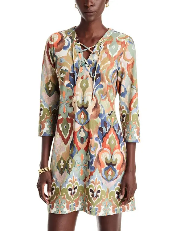 Tommy Bahama 3/4 Sleeve Ikat Print Mini Dress