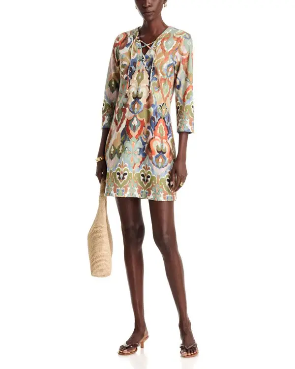 Tommy Bahama 3/4 Sleeve Ikat Print Mini Dress