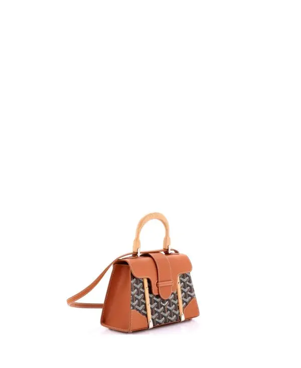 Goyard Structured Saigon Top Handle Bag Coated Canvas With Leather - Brown