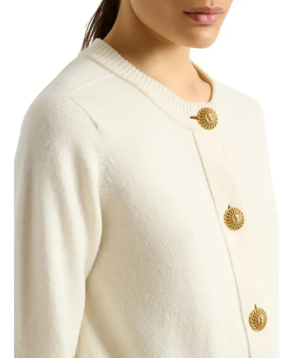 Balmain Cashmere Button Detailed Cardigan - White