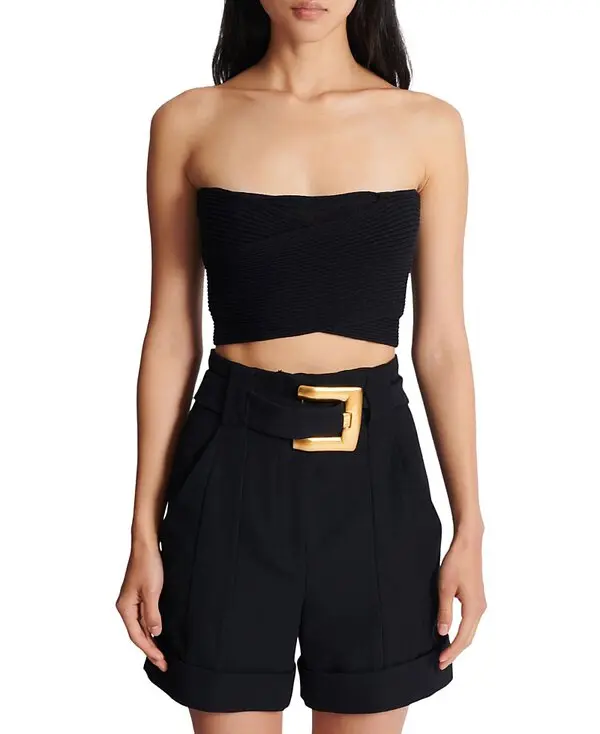 Balmain Tube-knit Bra Top - Black