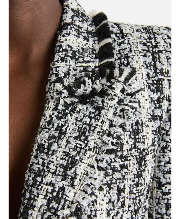 Balmain Two-tone Tweed Belted Jacket