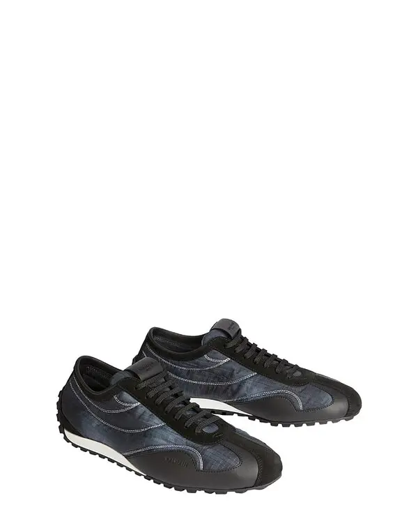Balmain Racing Low Trainers In Nylon And Leather - Black