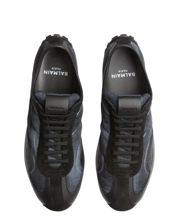 Balmain Racing Low Trainers In Nylon And Leather - Black