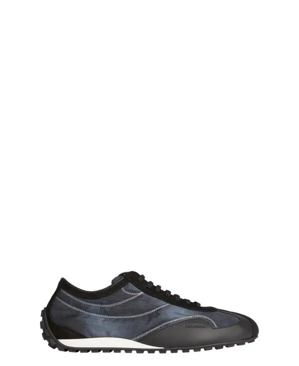 Balmain Racing Low Trainers In Nylon And Leather - Black