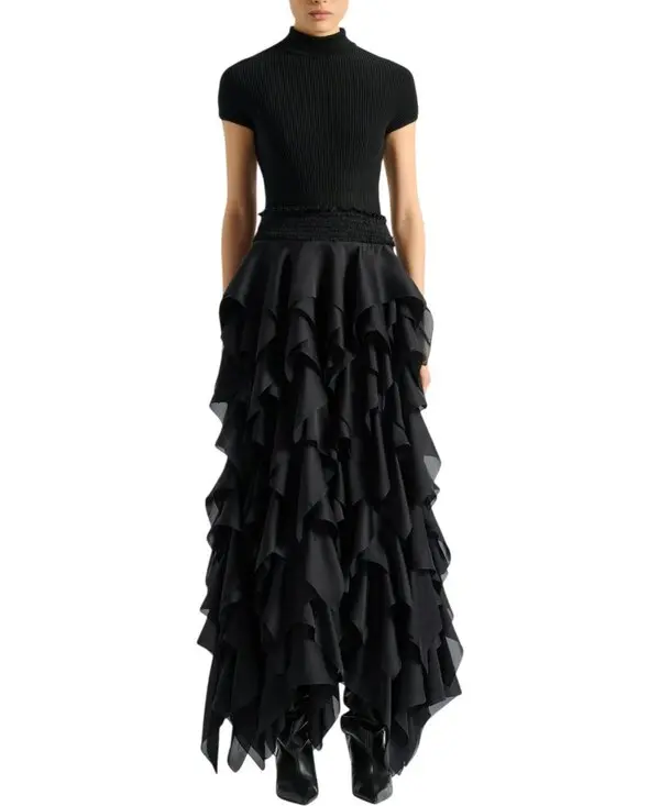 Balmain Ruffled Maxi Skirt