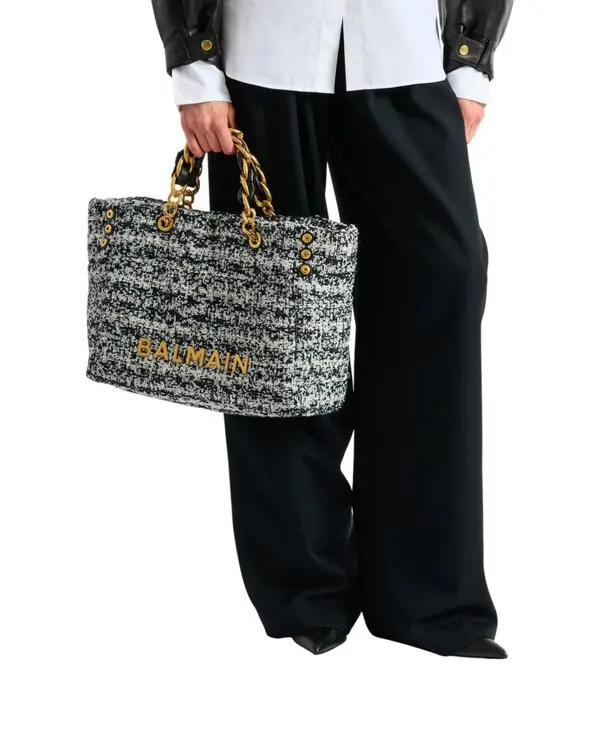Balmain 1945 Soft Tweed Tote Bag