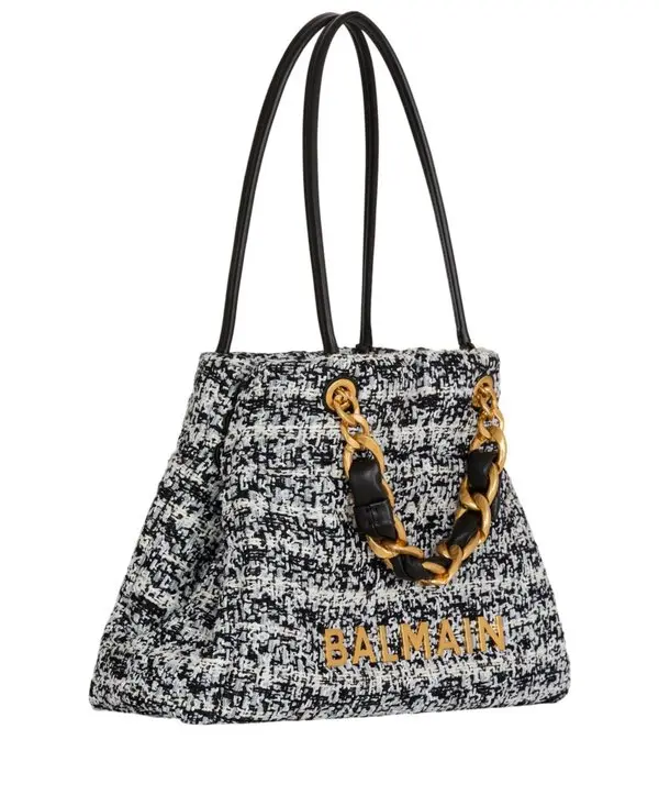 Balmain 1945 Soft Tweed Tote Bag
