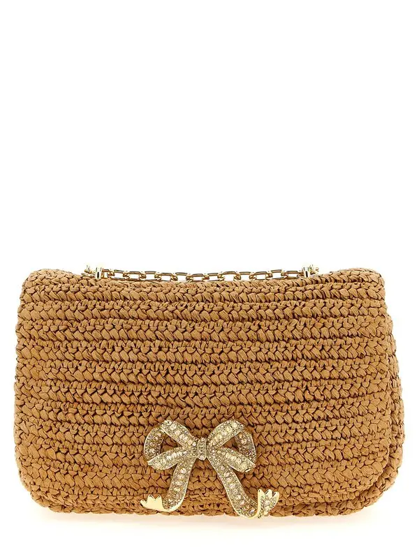 SELF-PORTRAIT Raffia Bow Charm' Shoulder Bag