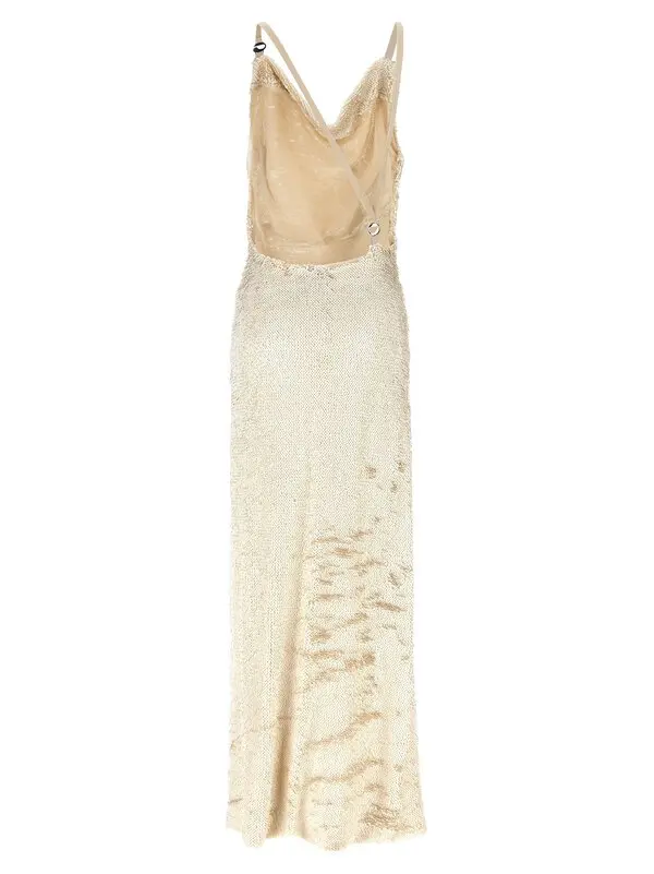 Coperni Sleeveless Sequin Maxi Dress - Cream