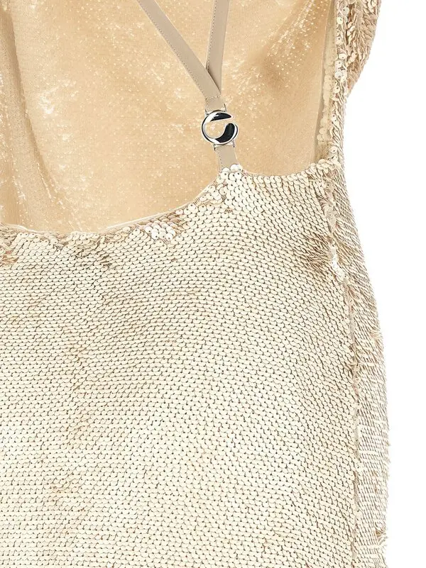 Coperni Sleeveless Sequin Maxi Dress - Cream