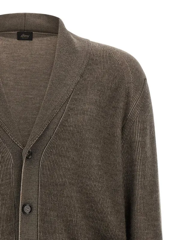 Brioni Shawl Collar Cardigan In Cashmere And Wool Blend