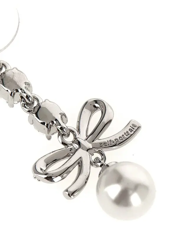 SELF-PORTRAIT Bow Crystal Charm' Earrings