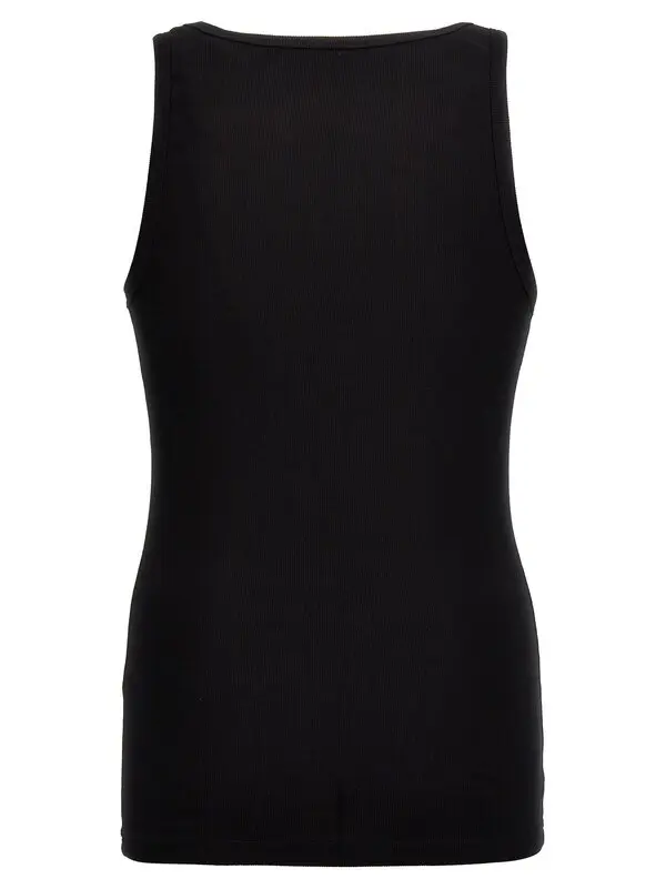 Versace Ribbed Cotton Tank Top With Embroidered Logo