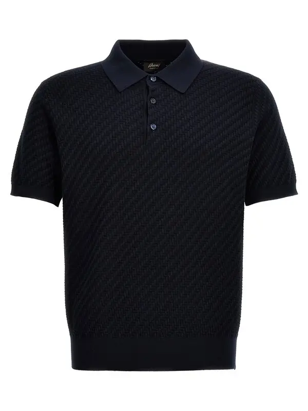 Brioni Woven Knit Polo Shirt