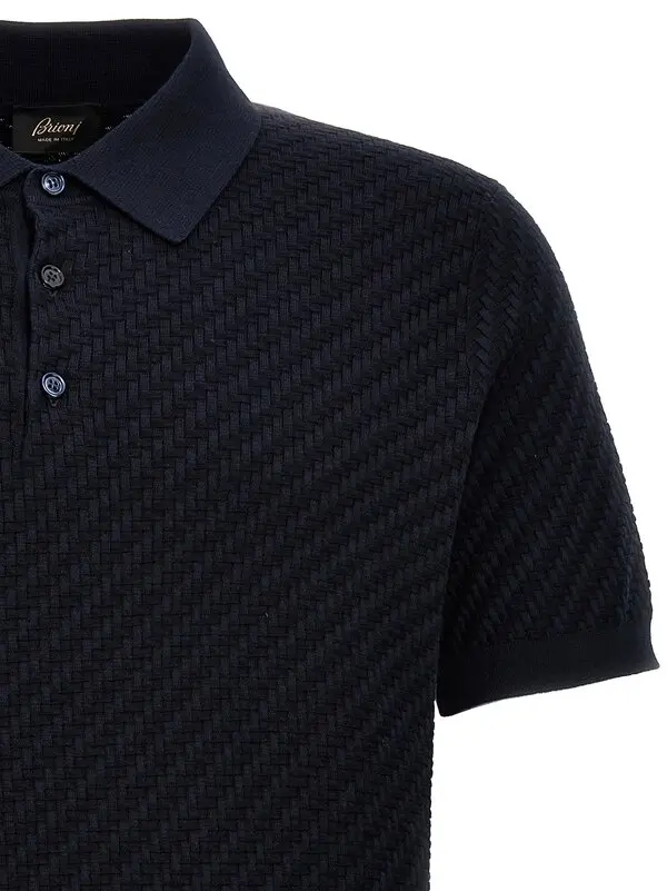 Brioni Woven Knit Polo Shirt