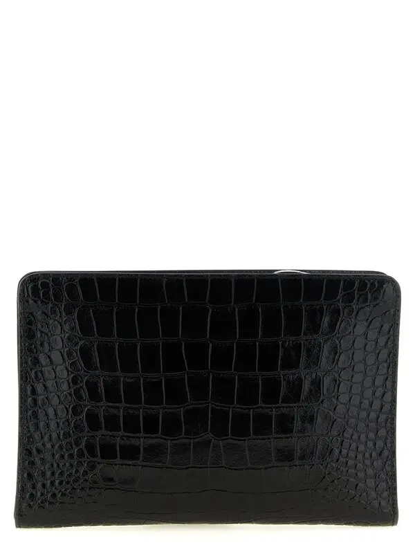 TOM FORD Croc Print Leather Clutch Bag