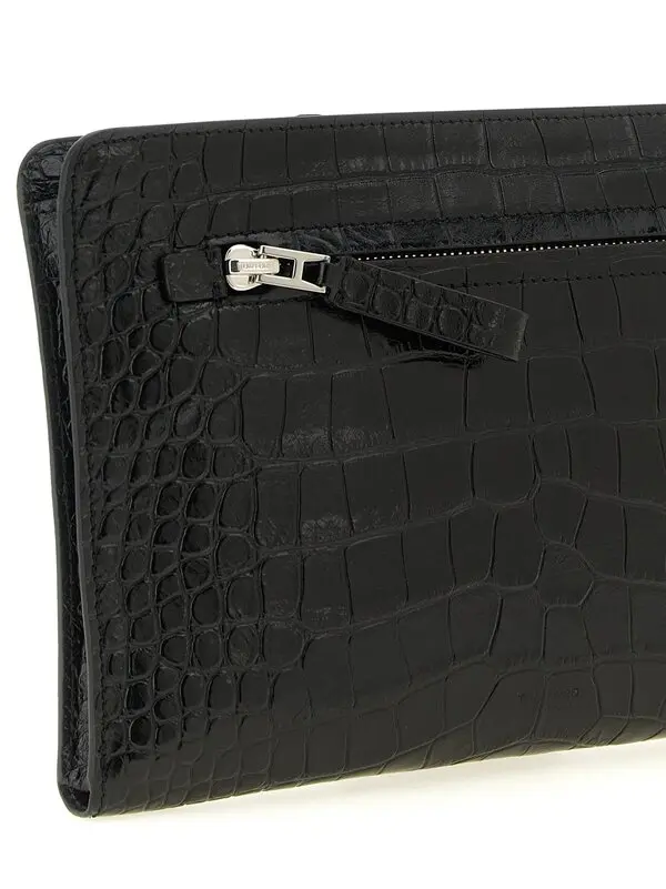 TOM FORD Croc Print Leather Clutch Bag