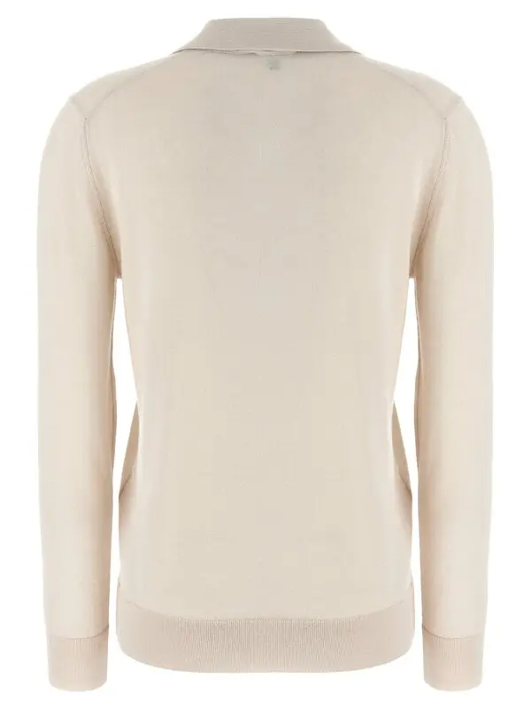 Brioni Cashmere And Silk Blend Polo Shirt - Cream