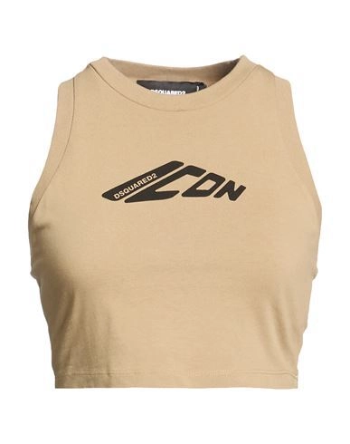 Dsquared2 Khaki Cotton Icon Cropped Top