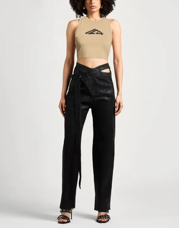 Dsquared2 Khaki Cotton Icon Cropped Top