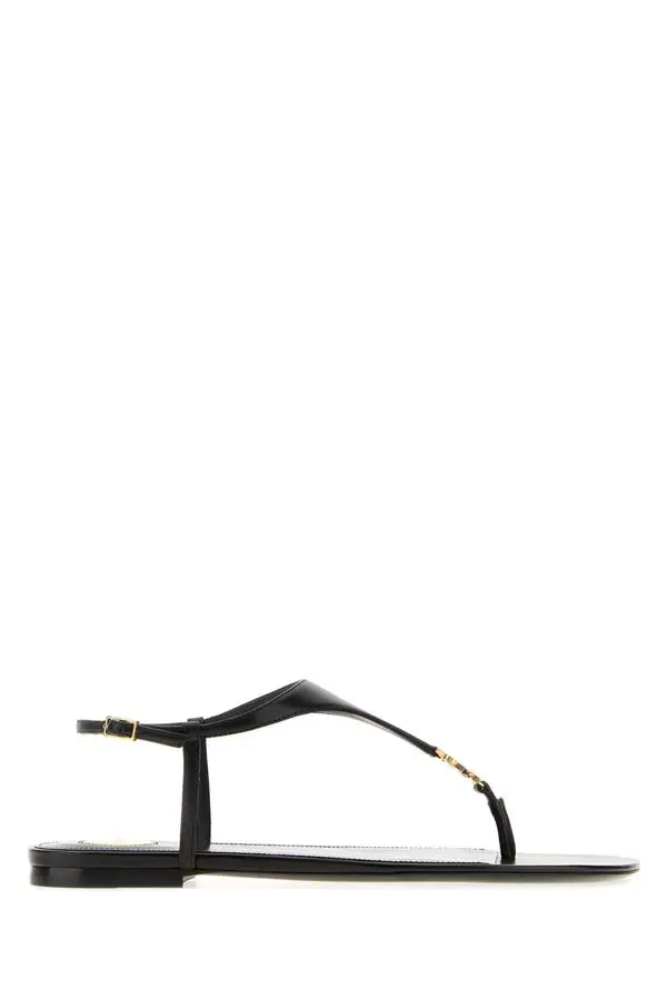 Saint Laurent Leather Cassandre Thong Sandals