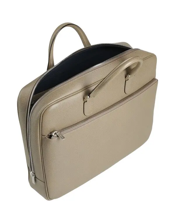 VALEXTRA Pebbled Leather Computer Bag - Grey