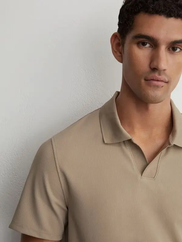 REISS Dover Textured Open-collar Polo Shirt