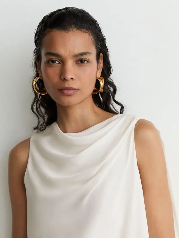 REISS Nyra Silk-blend Draped Sleeveless Top