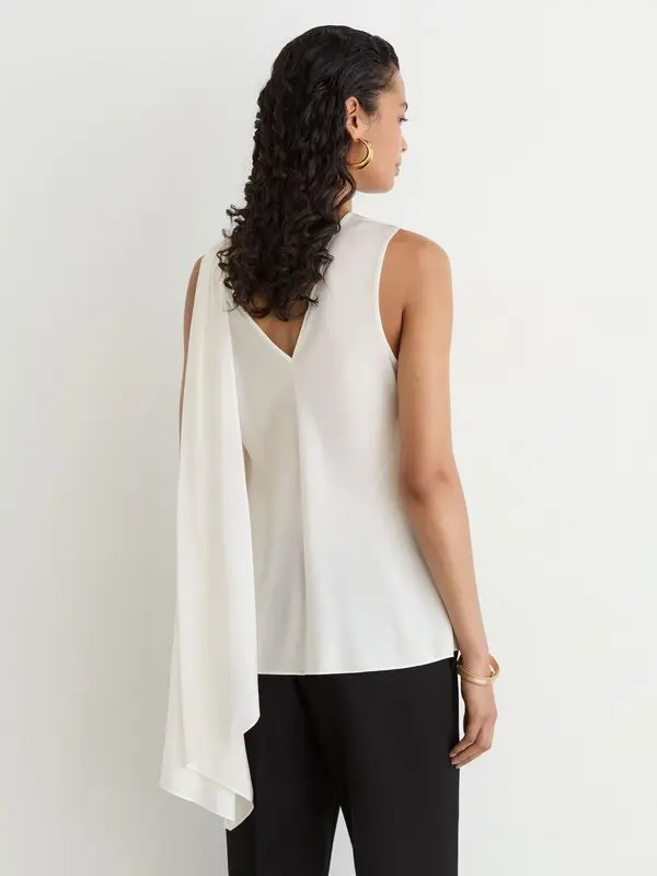 REISS Nyra Silk-blend Draped Sleeveless Top