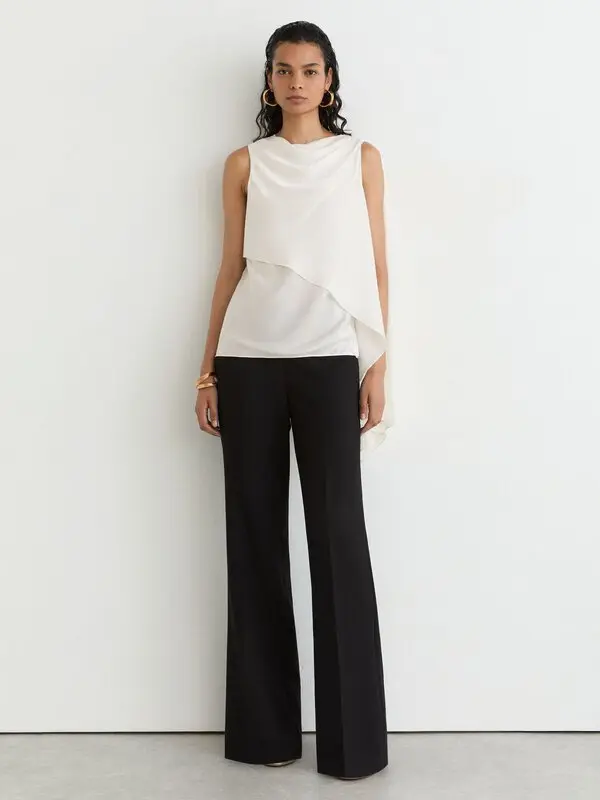 REISS Nyra Silk-blend Draped Sleeveless Top