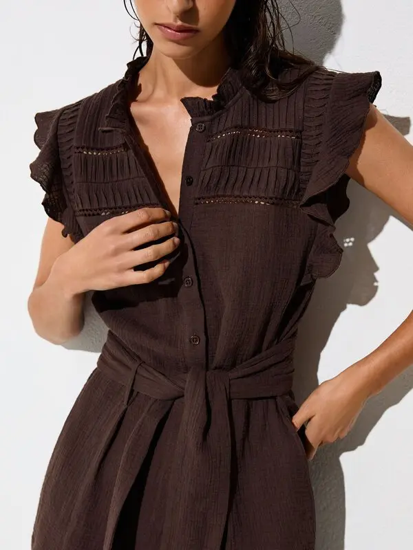 REISS Mylie Cotton Cheesecloth Ruffle-detail Playsuit
